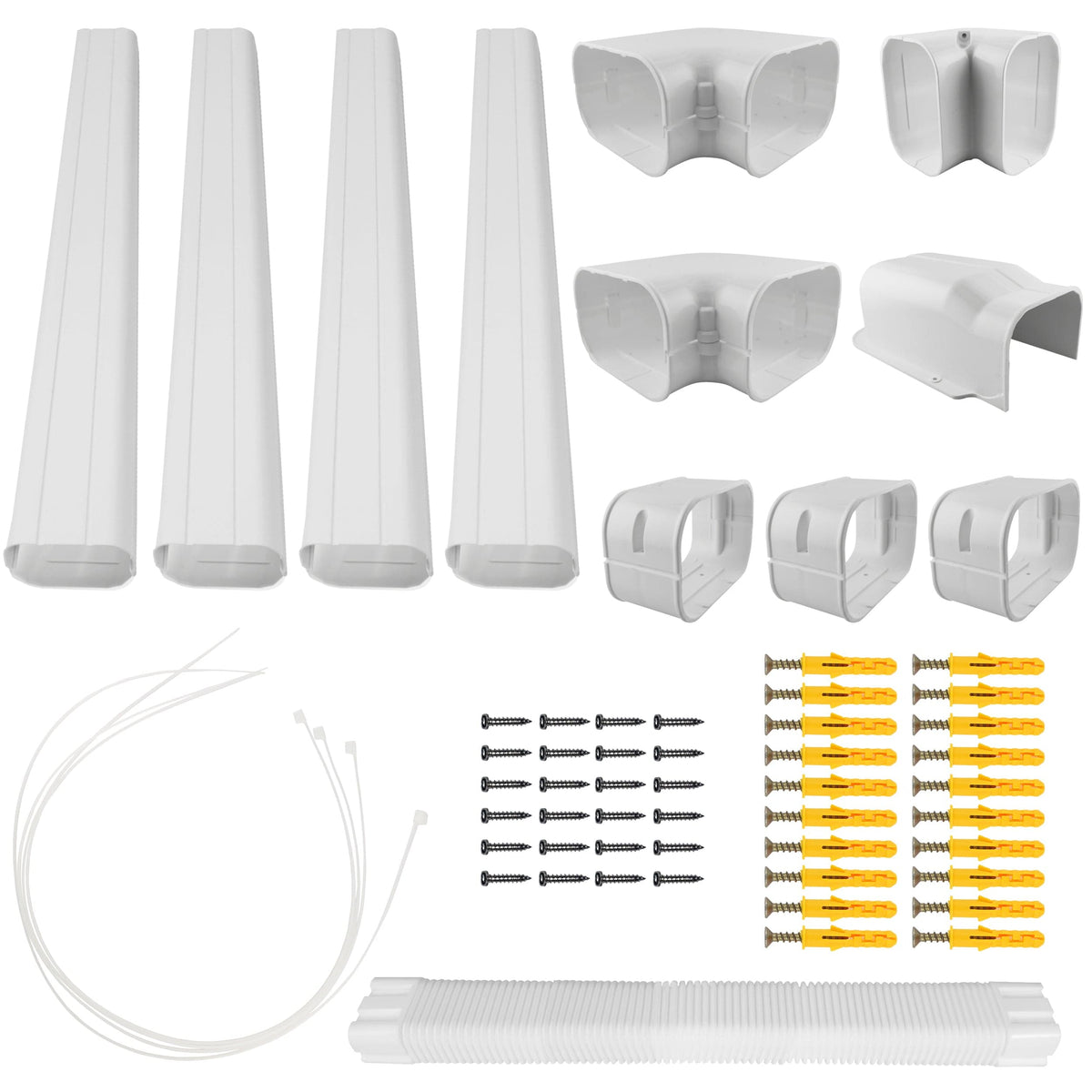 Maxwell PVC Decorative Refrigerant Line Cover Kit 4" for Ductless Mini