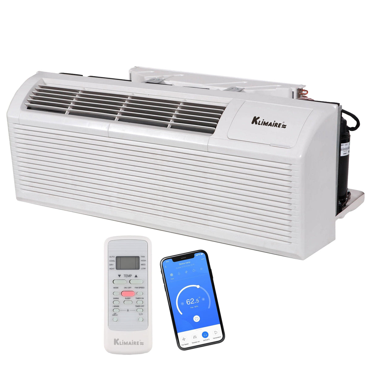 Klimaire PTAC 12,000 Btu Air Conditioner Heat Pump R-32 with 3.5kW Hea